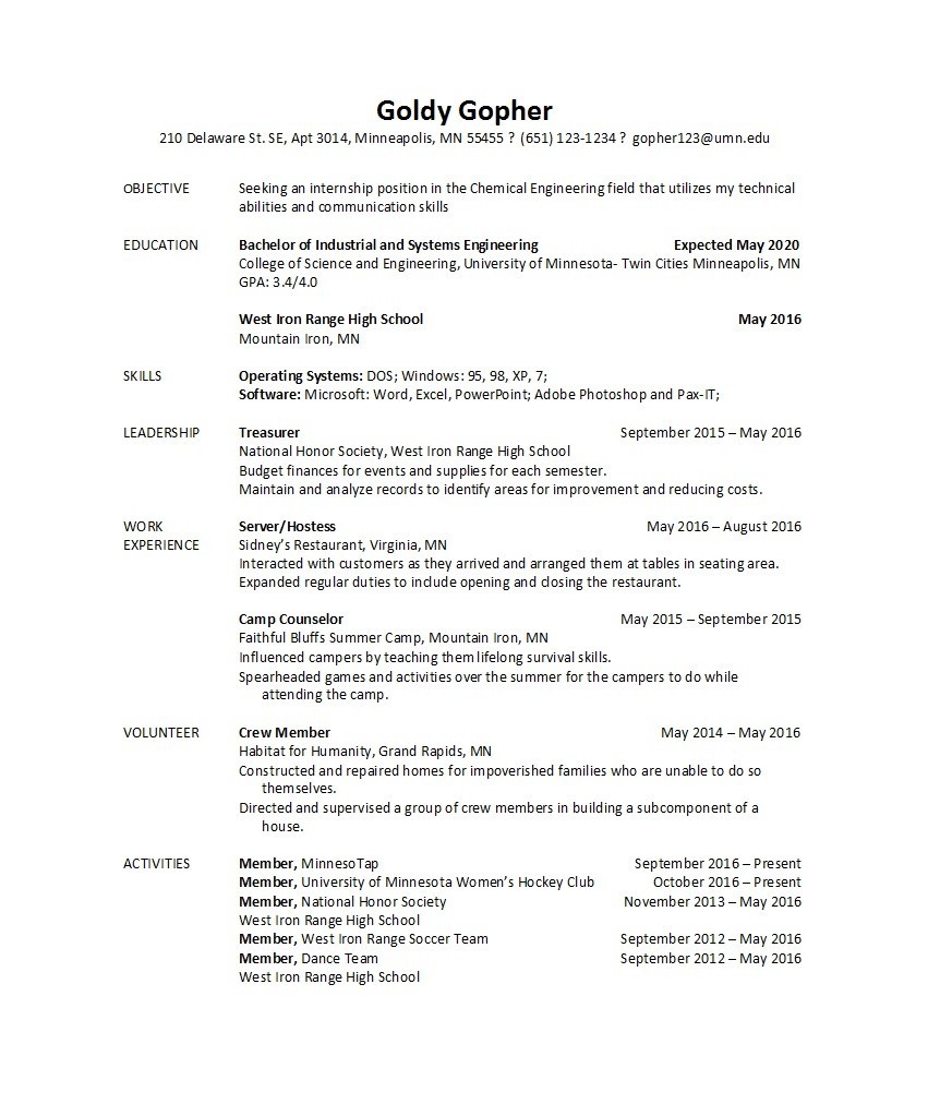 Templates for College Resume - Talentlyst