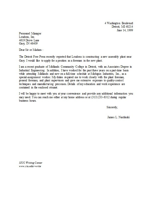 Templates for Letter Of Application - Talentlyst