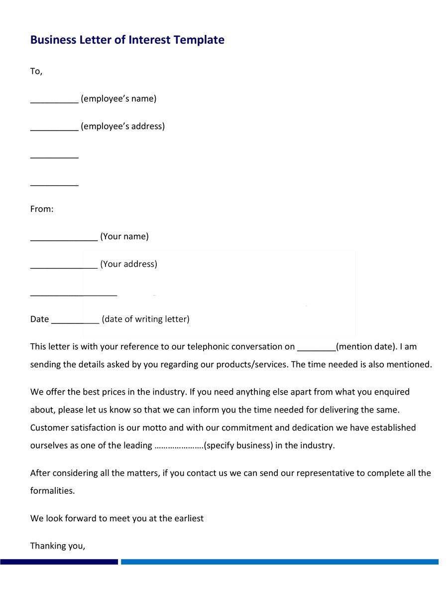 Templates for Letter Of Interest - Talentlyst