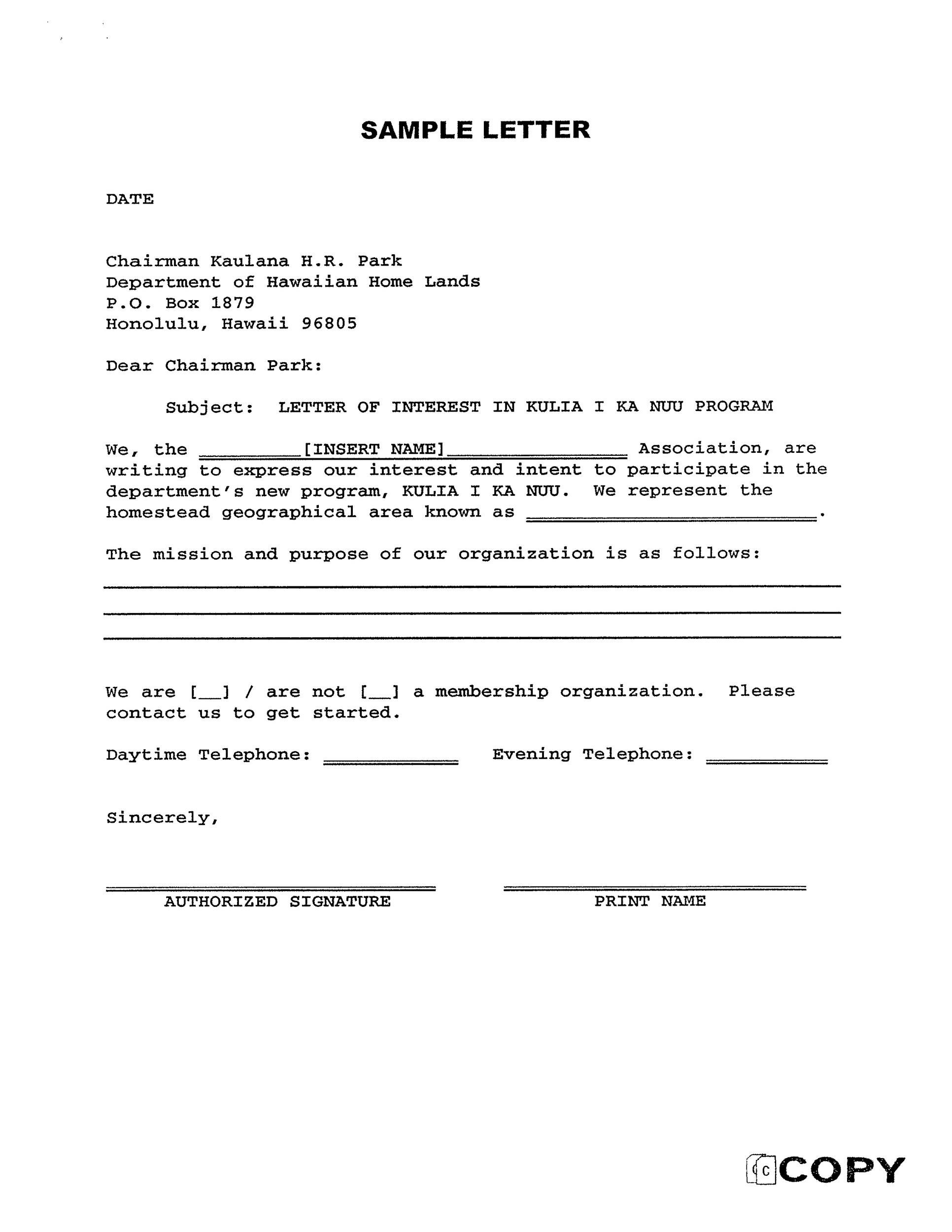 Templates for Letter Of Interest - Talentlyst