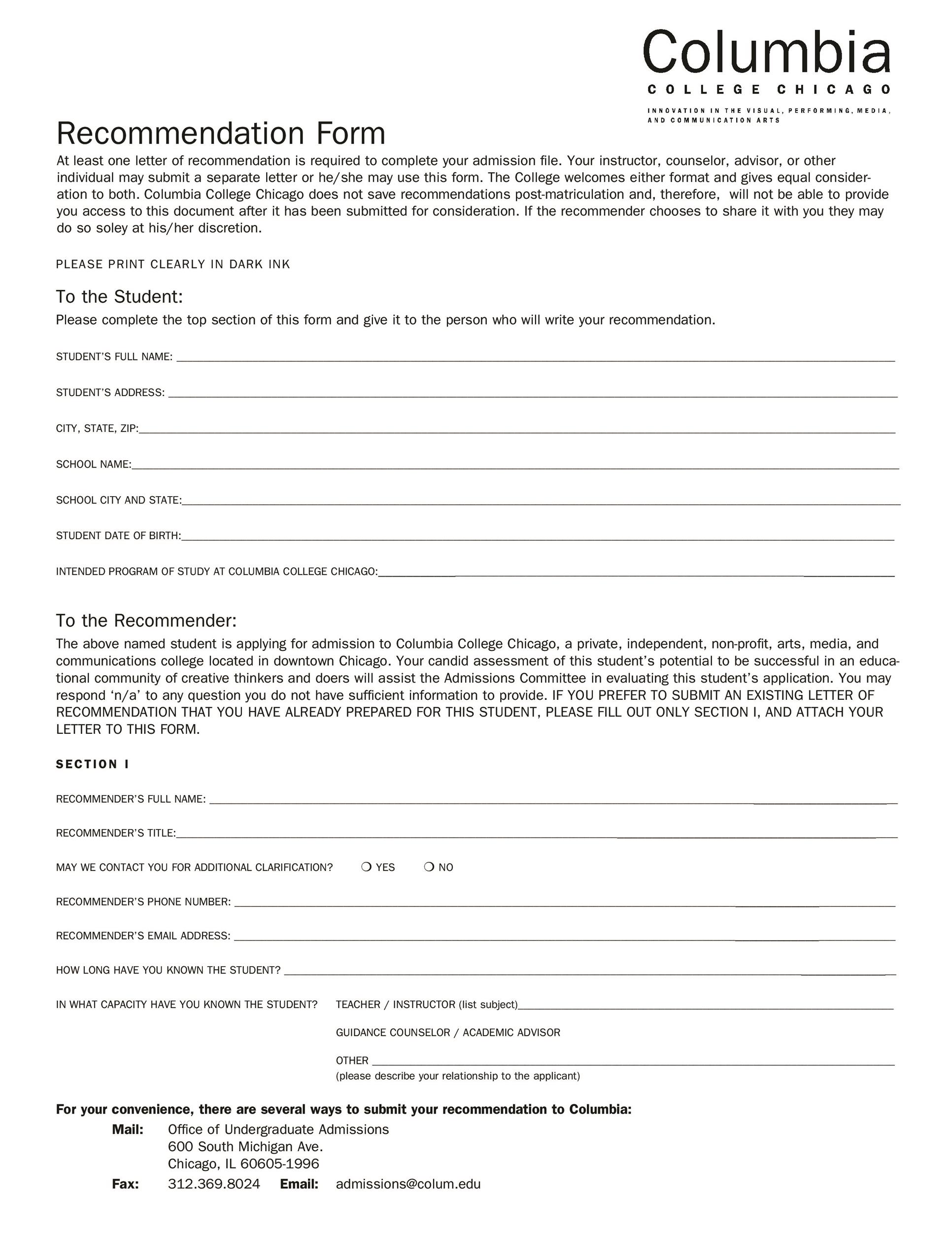 Templates for Letter Of Recommendation - Talentlyst