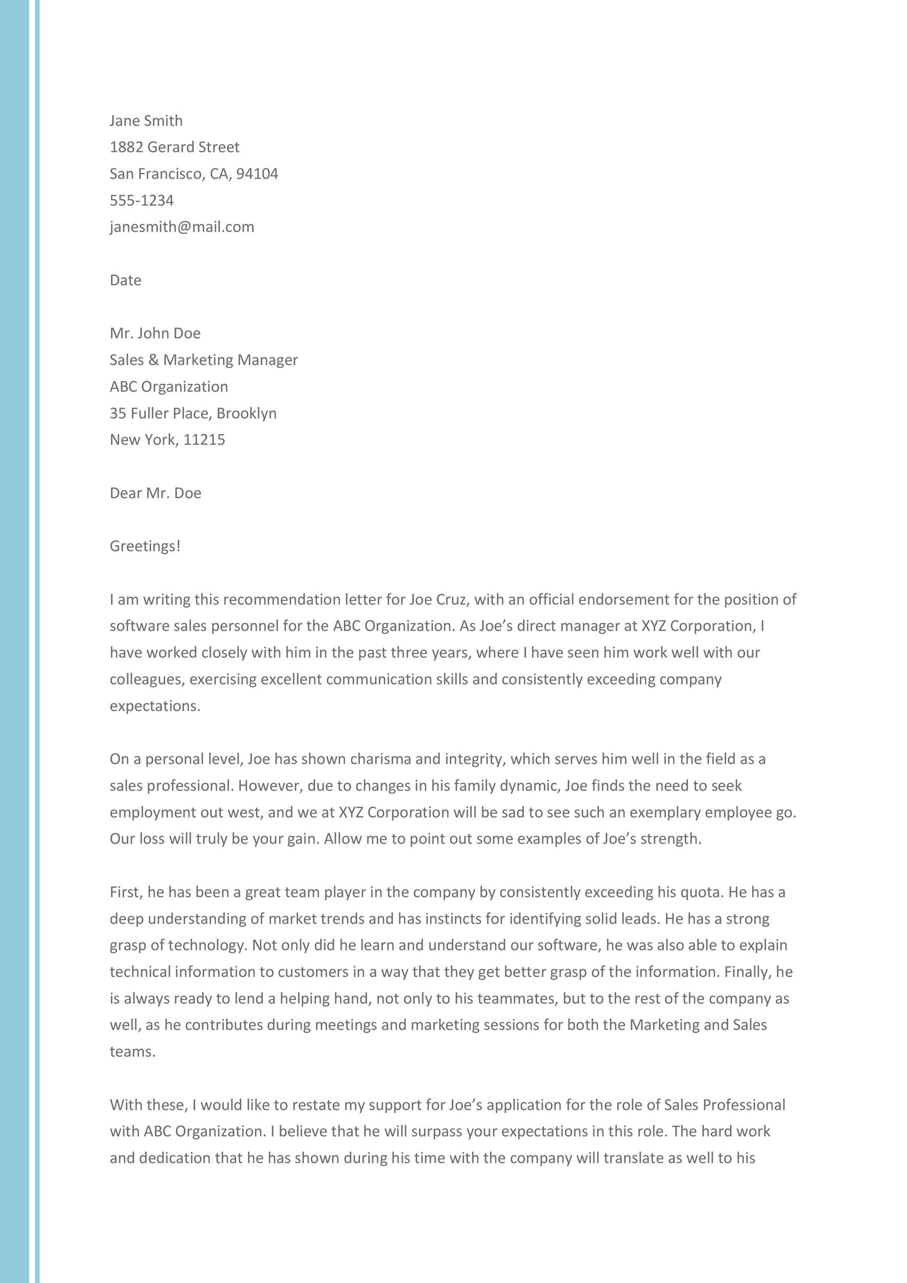 Blue Recommendation Letter from Manager - Talentlyst