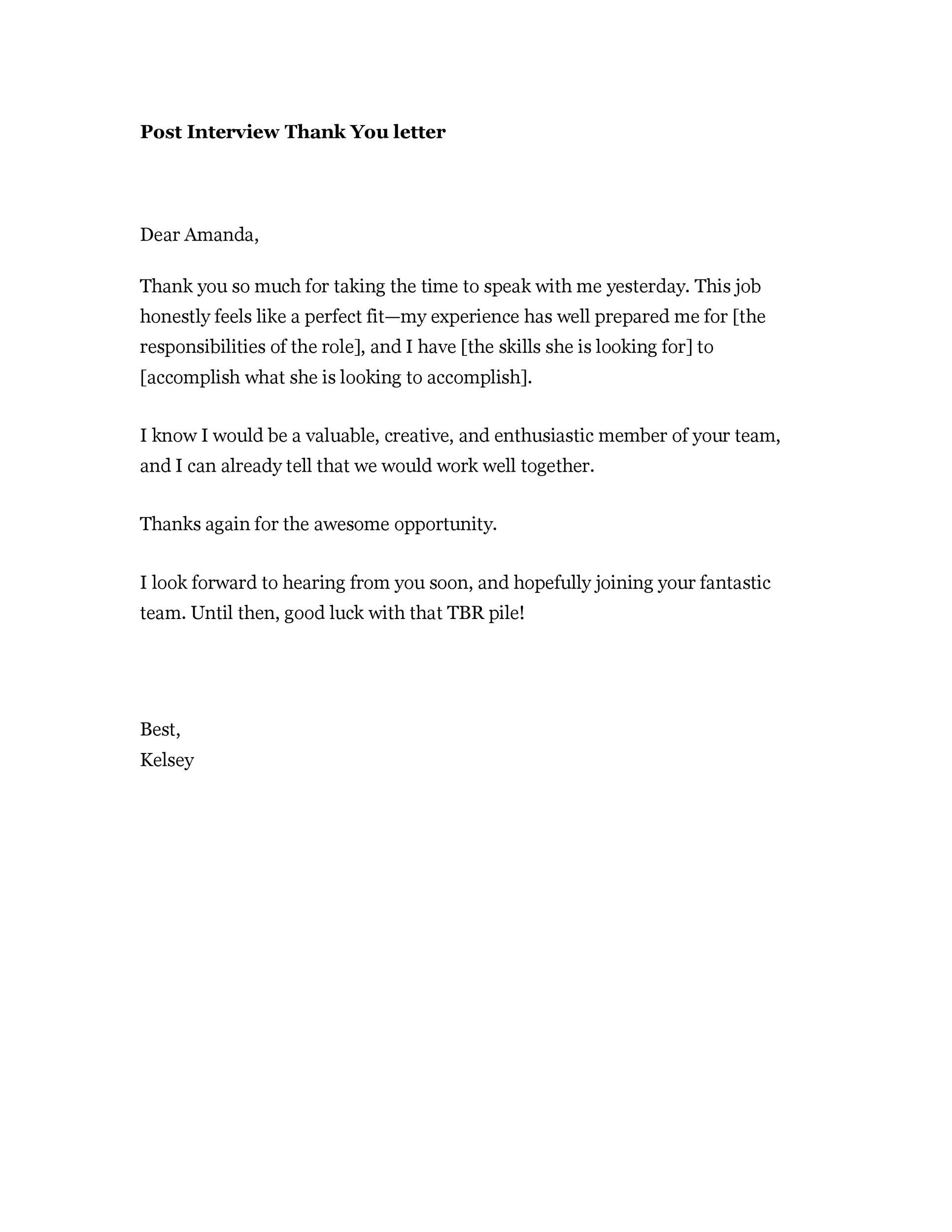 Templates for Thank You Email After Interview - Talentlyst