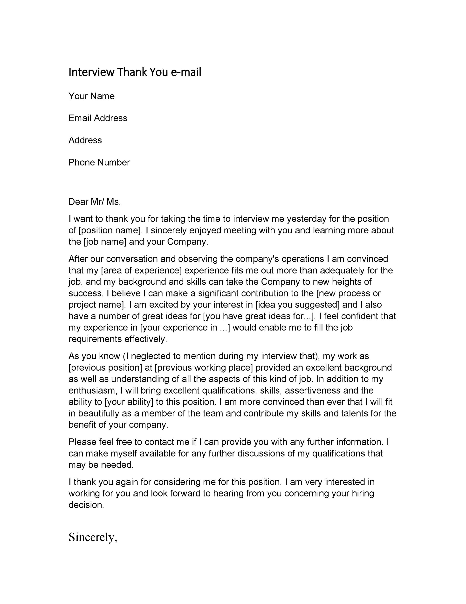 Thank You for Initial Interview Sample - Talentlyst