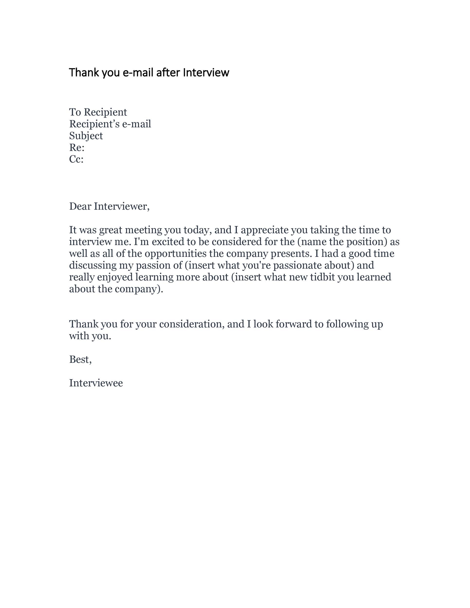 Post-Interview Appreciation Email Template - Talentlyst